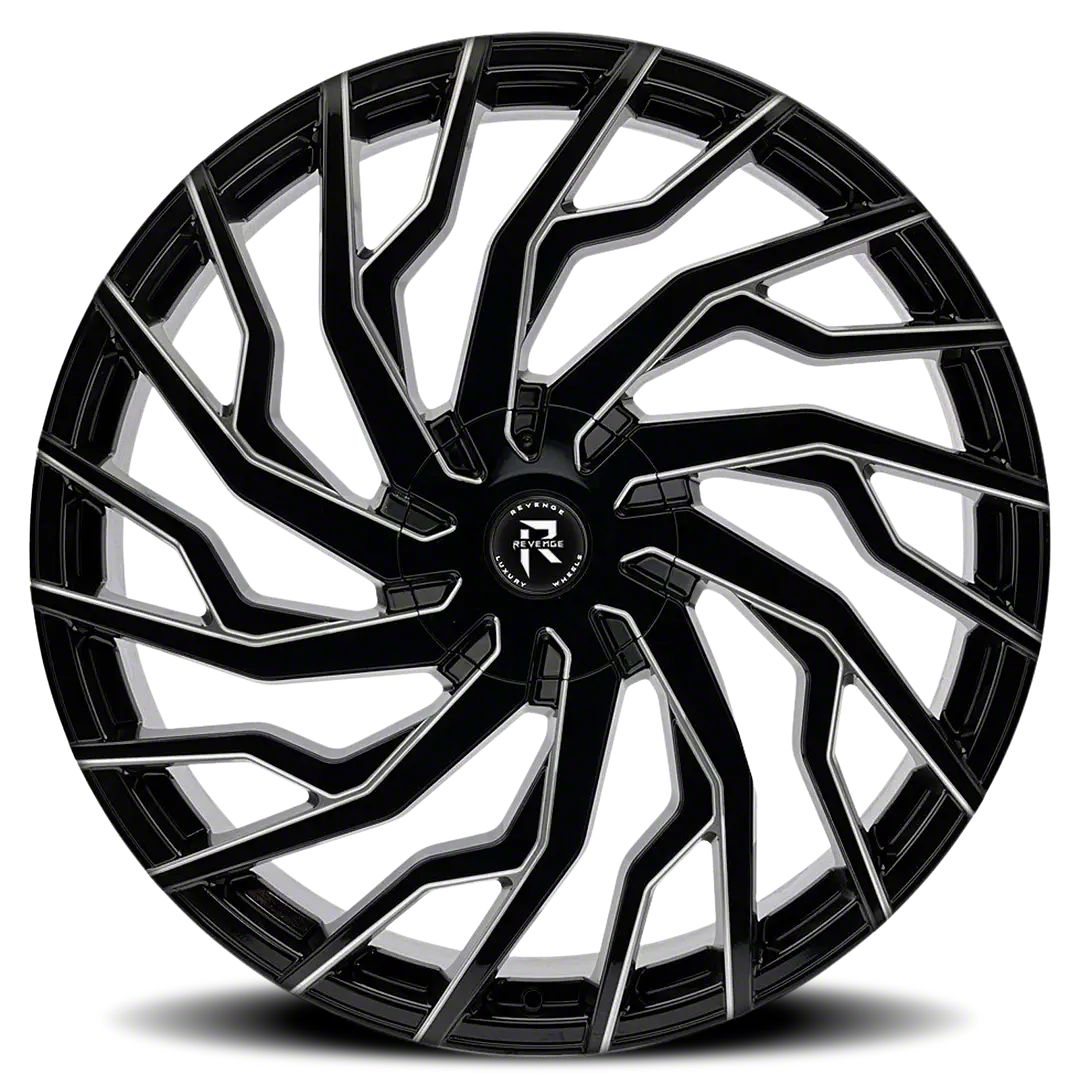 Revenge Luxury Wheels Charger RL-101 Black Milled Windows Wheel; 24x9 ...