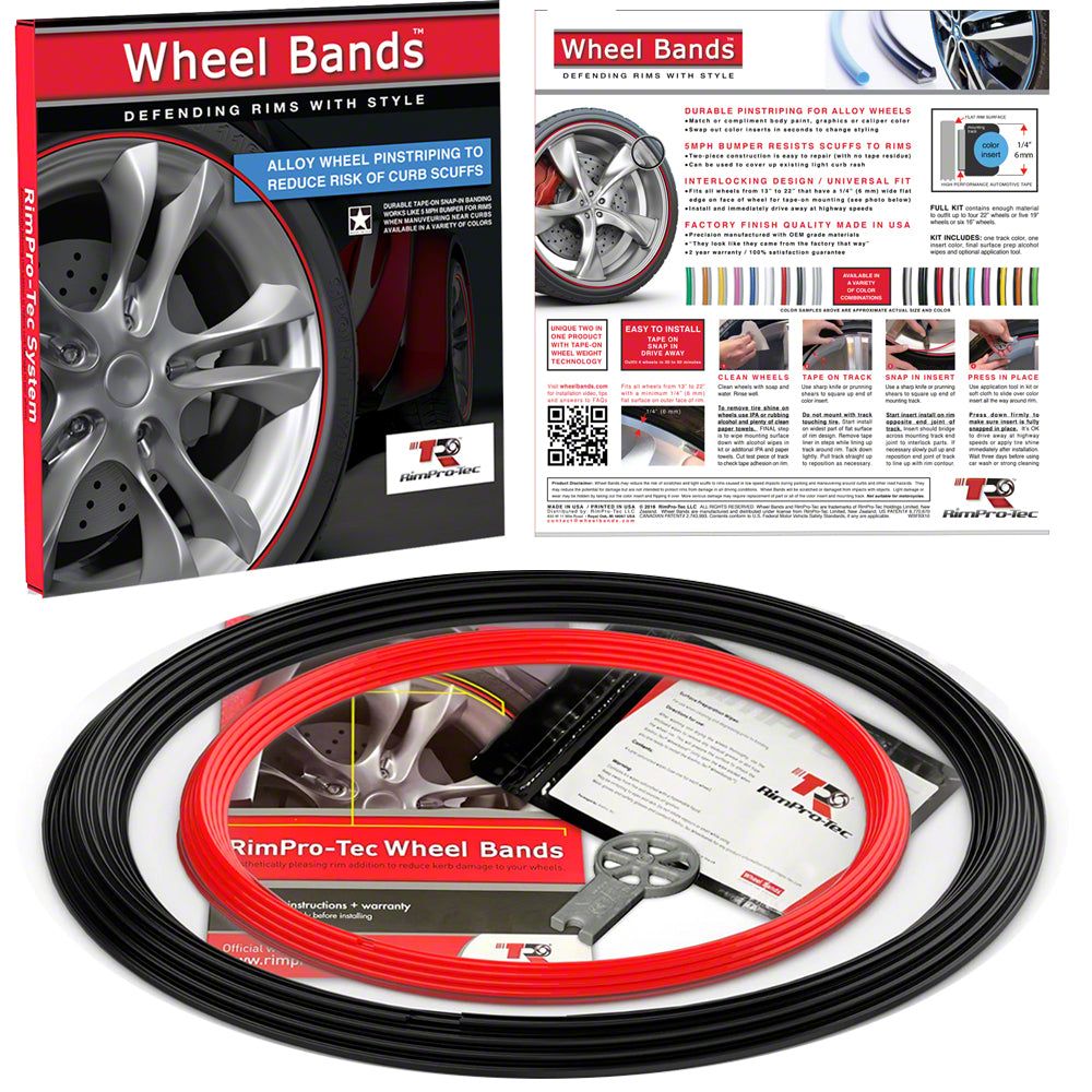 RimPro-Tec Challenger 13 to 22-Inch Wheel Bands Kit with Red Insert ...