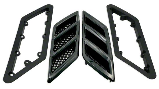 Roush Mustang Fender Vent Heat Extractors; Gloss Black 422326 (15-23 ...