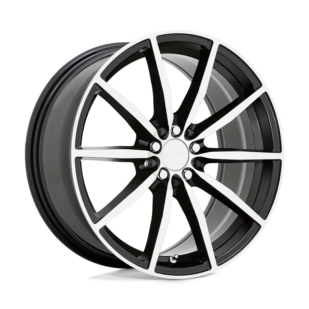 RUFF Mustang Burnout Gloss Black with Machined Face Wheel; 18x8; 38mm ...
