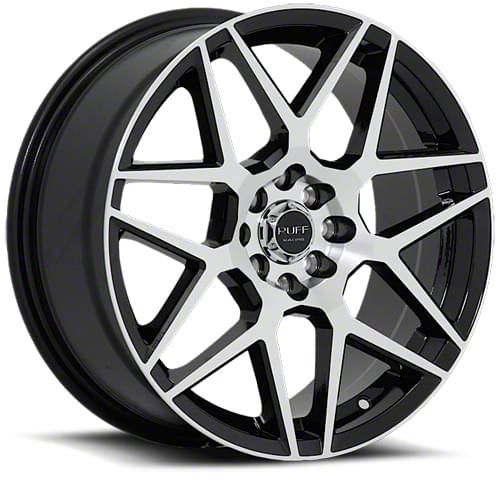 RUFF Mustang R351 Flat Black with Machined Face Wheel; 18x8; 40mm ...