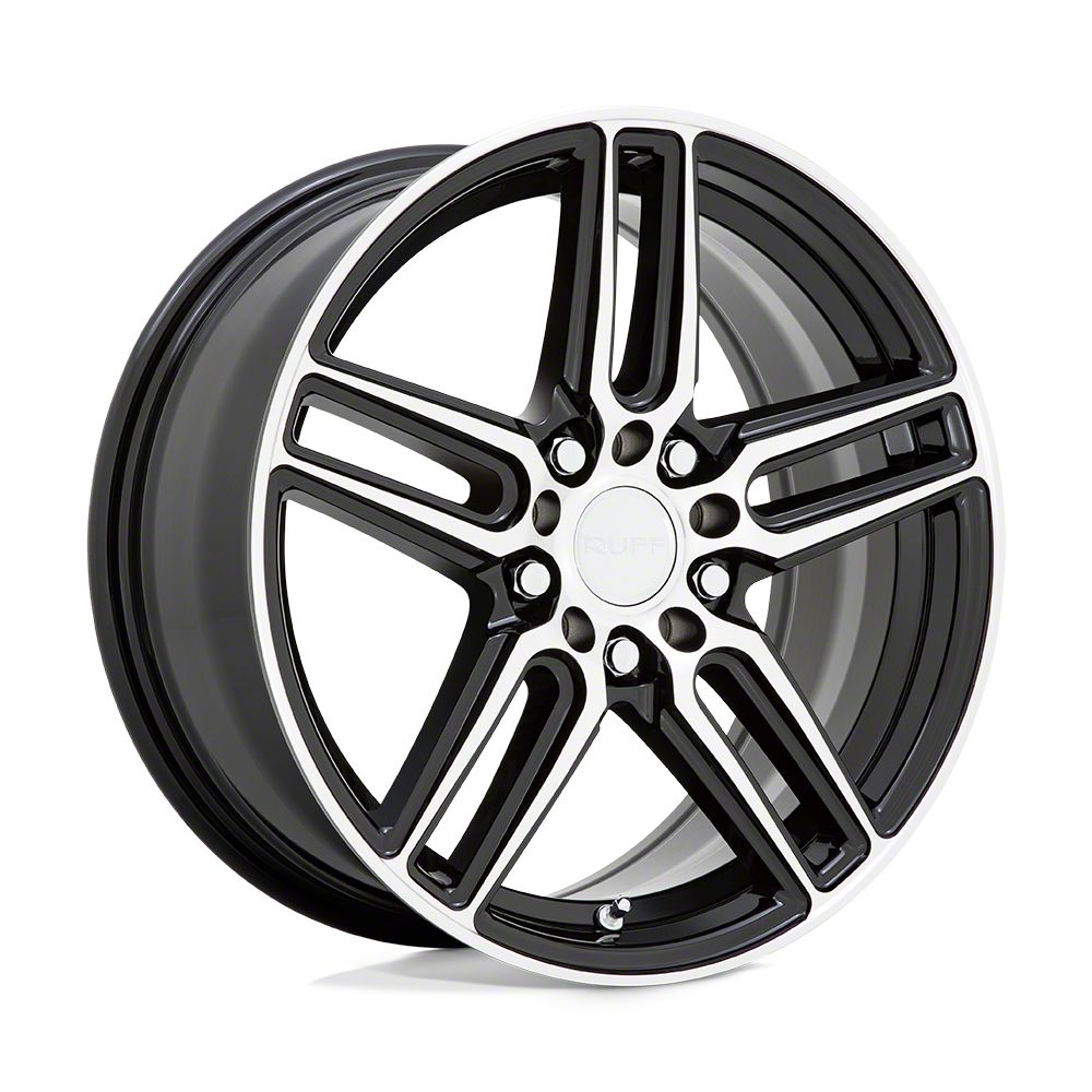 RUFF Mustang Nitro Gloss Black with Machined Face Wheel; 17x7.5 ...