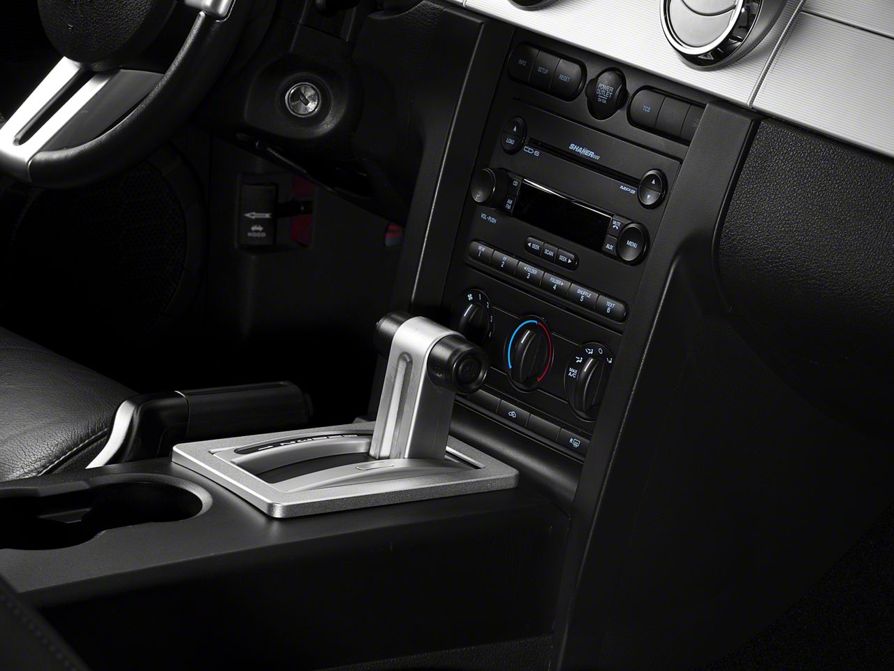 Modern Billet Mustang Shifter Bezel; Satin 41237 (05-09 Mustang w ...