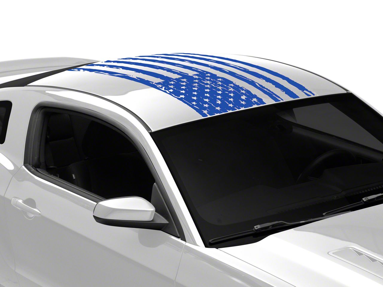 SEC10 Mustang Distressed Flag Roof Panel Decal; Blue 430815 (10-14 ...
