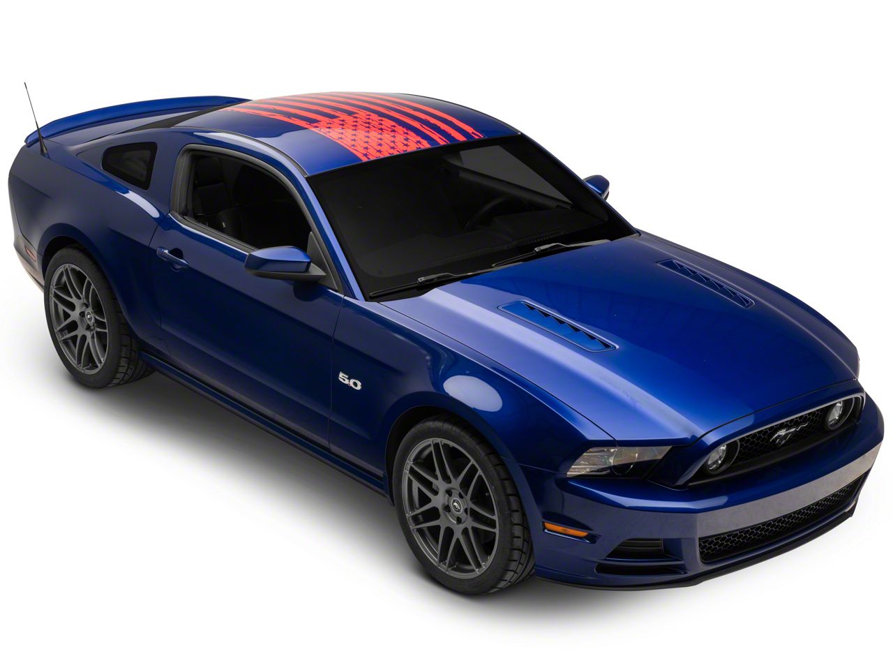 SEC10 Mustang Distressed Flag Roof Panel Decal; Red 430814 (10-14 ...