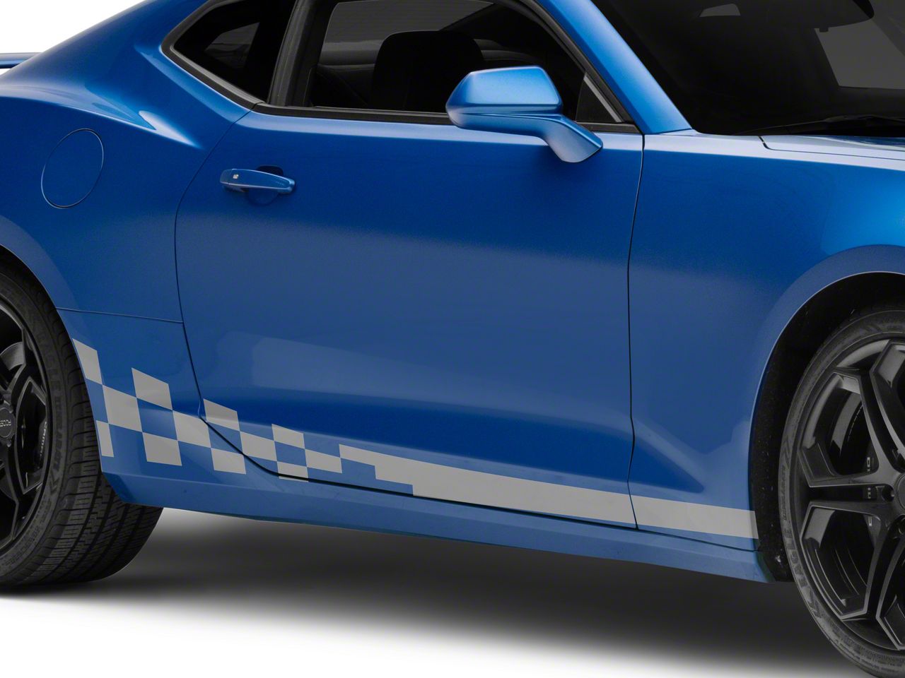 SEC10 Camaro Checkered Rocker Decals; Silver CC38397 (10-24 Camaro ...