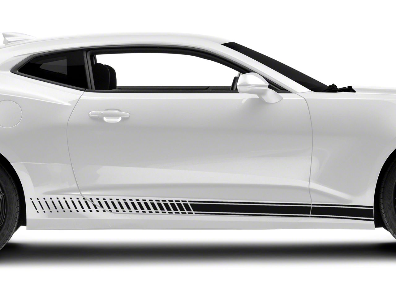 SEC10 Camaro Dashed Rocker Stripes; Gloss Black 431181 (Universal; Some ...