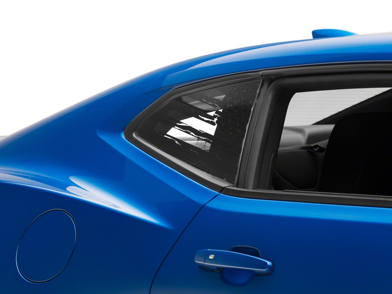 SEC10 Camaro Distressed Flag Quarter Window Decals; Gloss Black CC15258 ...