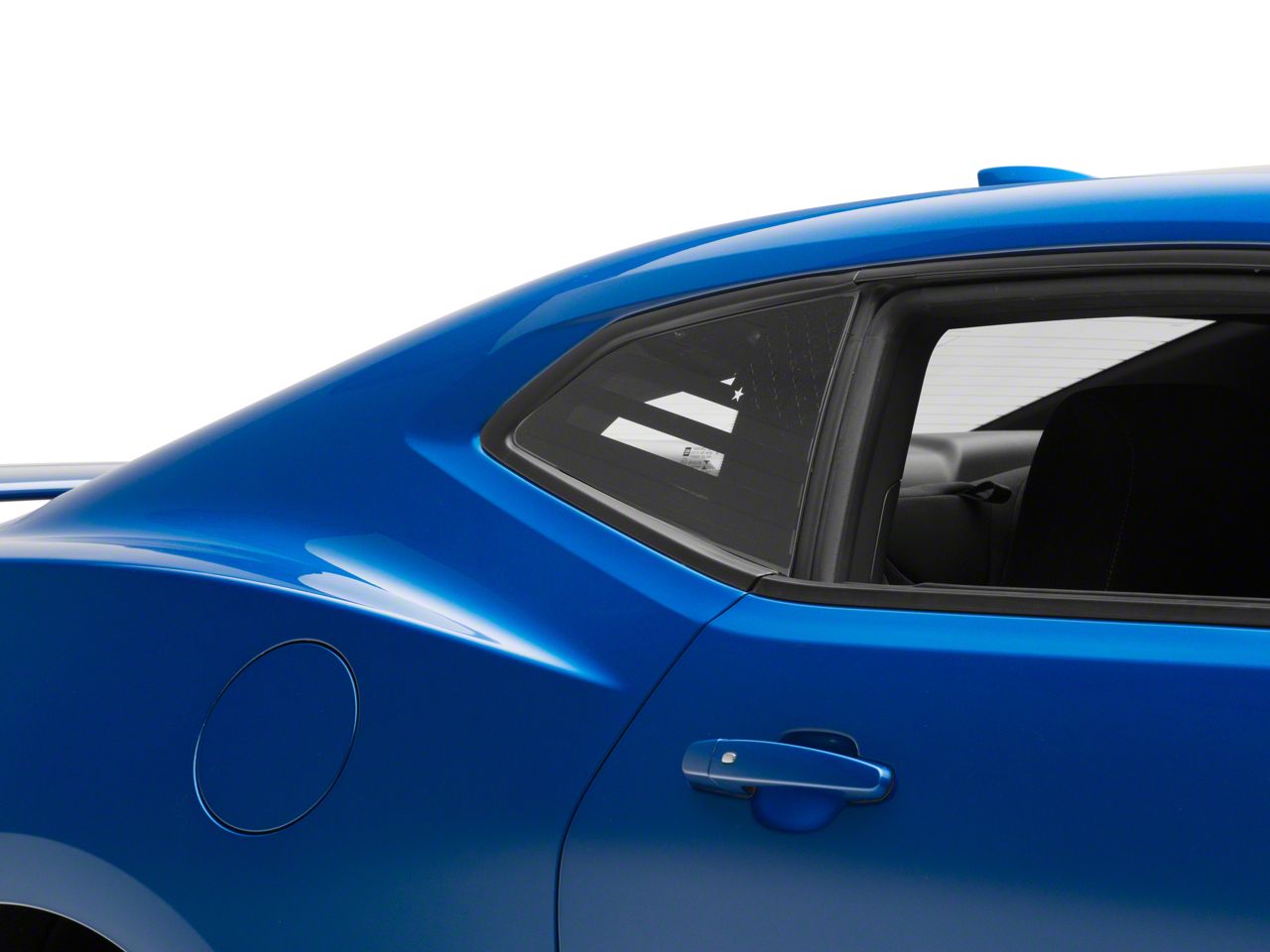 SEC10 Camaro Flag Quarter Window Decals; Gloss Black CC15260 (16-24 ...
