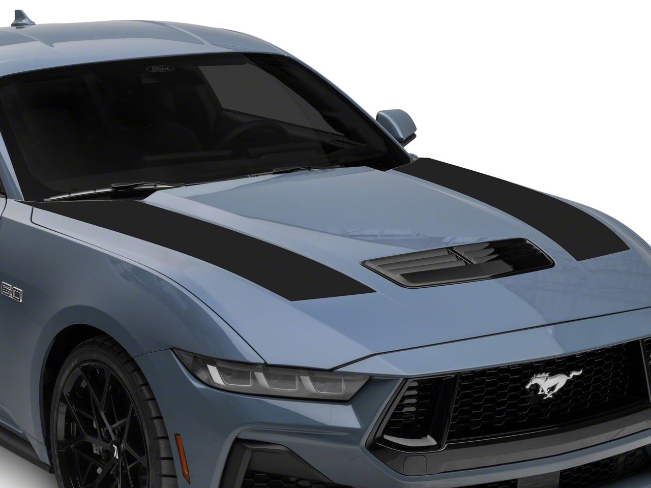 SEC10 Mustang Dark Horse Style Hood Accent Stripes; Matte Black 440143 ...