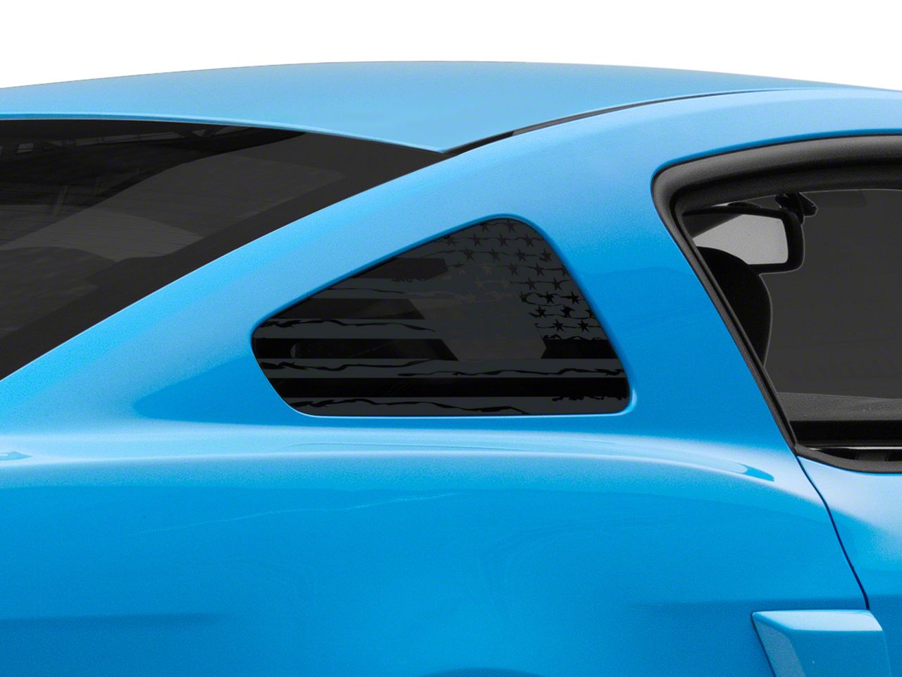 SEC10 Mustang Distressed Flag Quarter Window Decals; Gloss Black 445958 ...