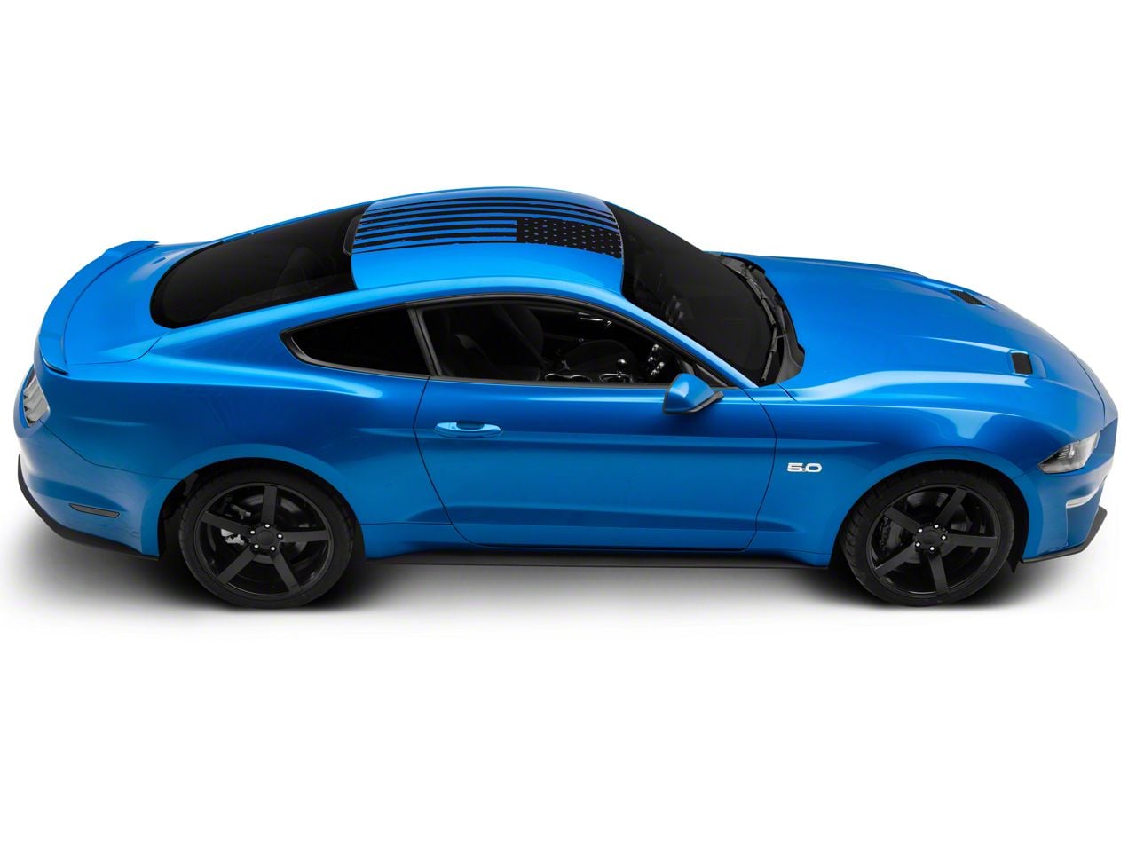 SEC10 Mustang Distressed Flag Roof Panel Decal; Gloss Black 430816 (15 ...