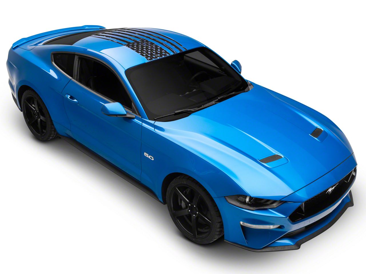 SEC10 Mustang Distressed Flag Roof Panel Decal; Matte Black 430817 (15 ...