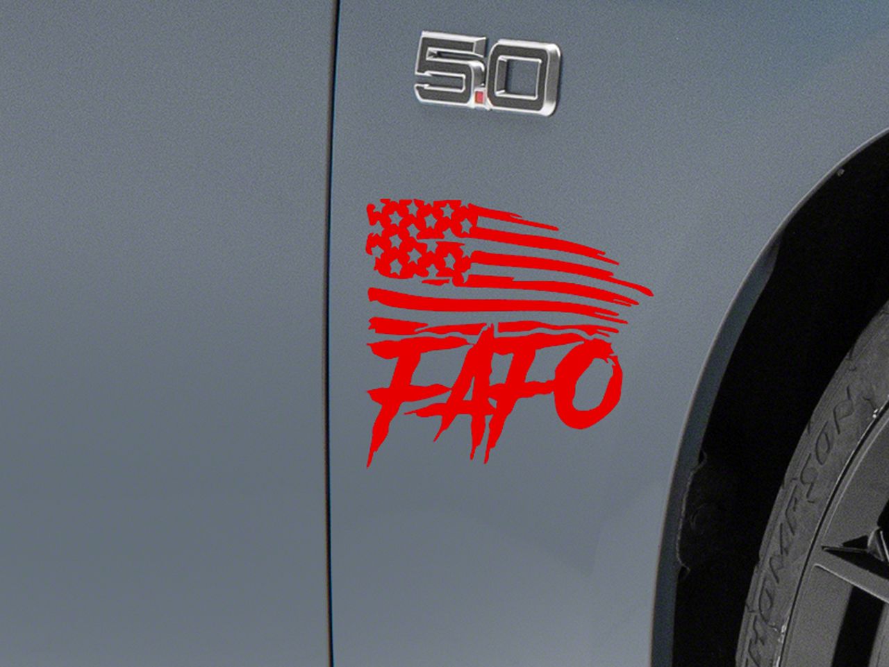 SEC10 Mustang FAFO Small Flag Decal; Red 471683 (Universal; Some ...