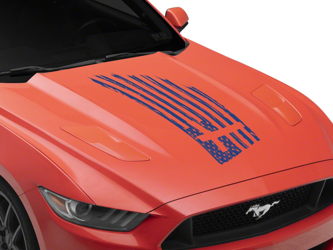 SEC10 Mustang Flag and Cross Hood Decal; Blue 464585 (Universal; Some ...