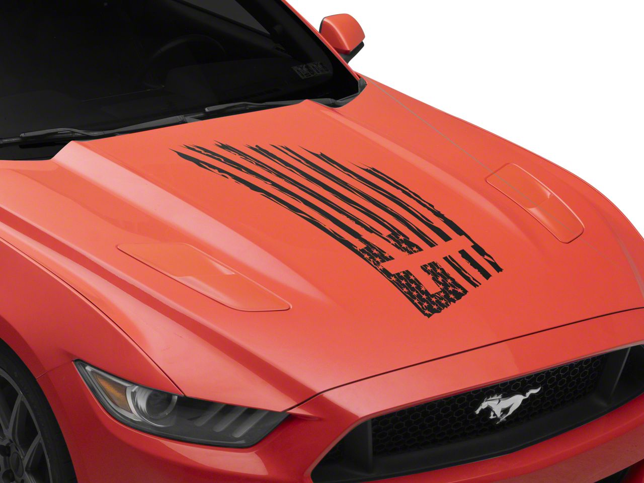 SEC10 Mustang Flag and Cross Hood Decal; Gloss Black 464580 (Universal ...