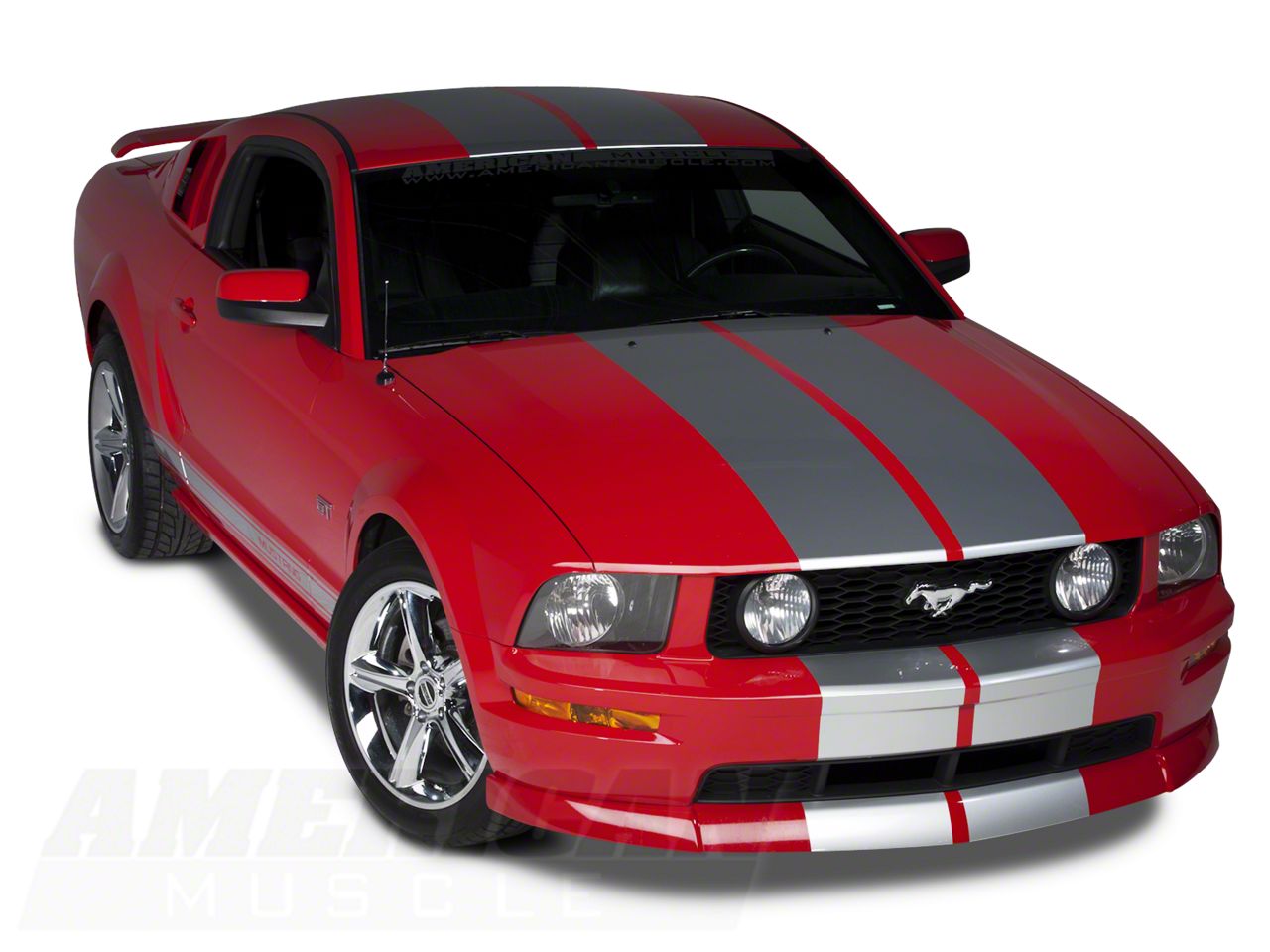 SEC10 Mustang Lemans Stripes; Silver; 12-Inch 26052G05 (05-14 Mustang ...