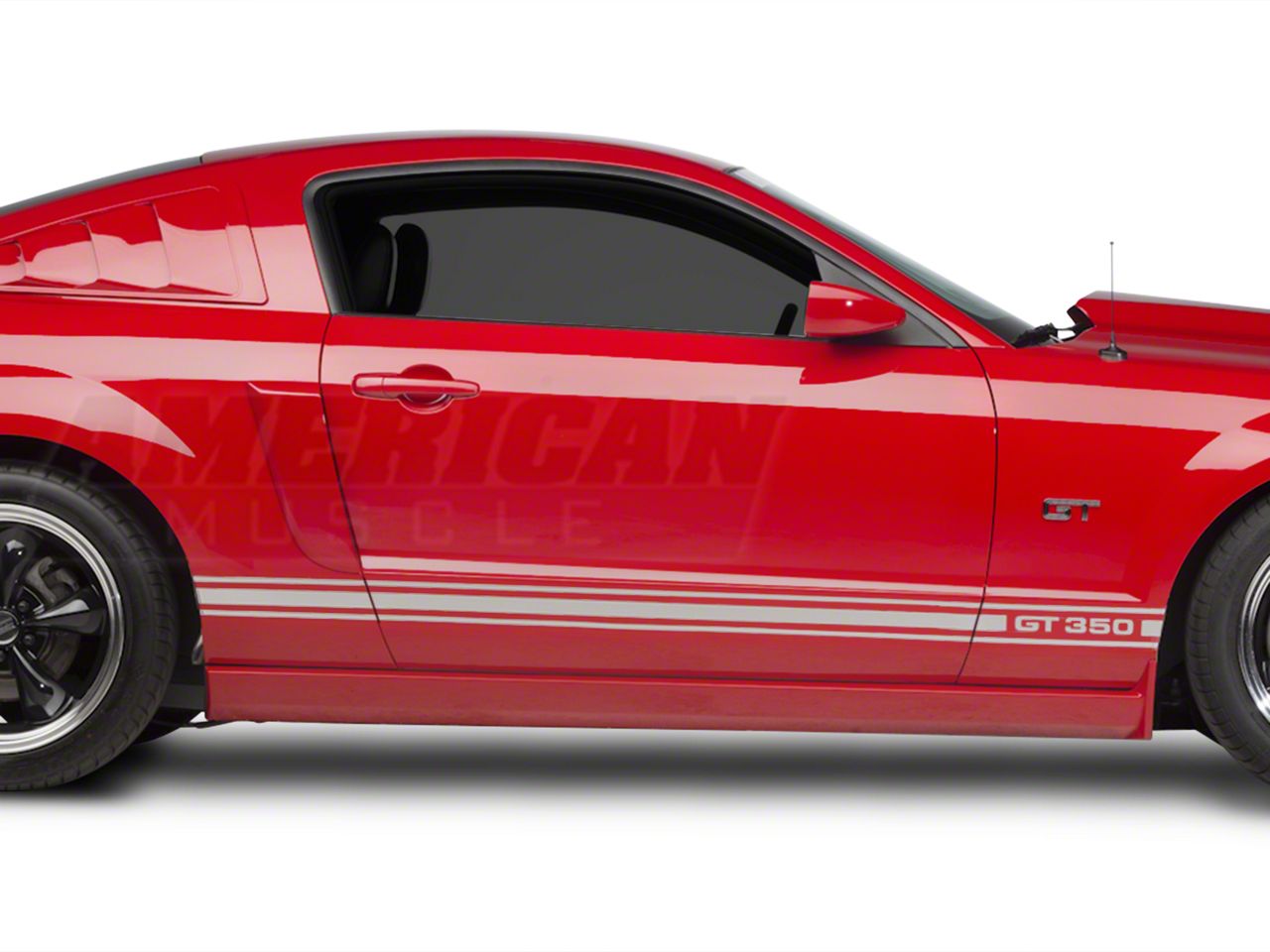 SEC10 Mustang Rocker Stripes with GT350 Logo; Silver 26212G05 (05-14 ...