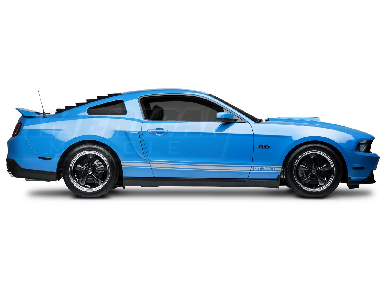 SEC10 Mustang Rocker Stripes with GT350 Logo; Silver 26212G05 (05-14 ...