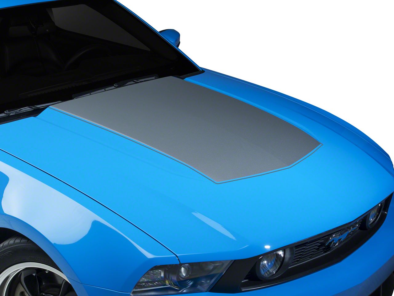 SEC10 Mustang Single Hood Stripe; Silver 388757 (10-12 Mustang GT, V6 ...