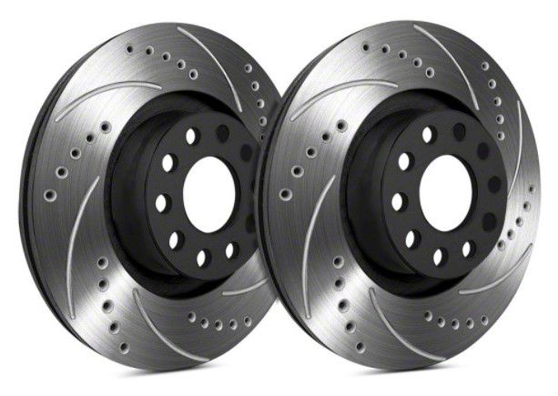 SP Performance Camaro Cross-Drilled and Slotted Rotors with Black ZRC ...