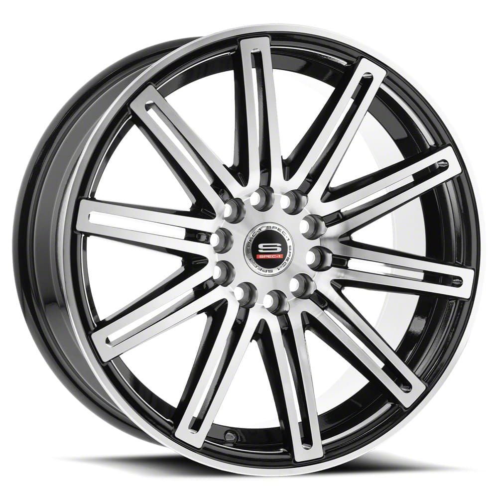 Spec-1 Camaro SP-48 Gloss Black and Machined Wheel; 18x8; 35mm Offset ...