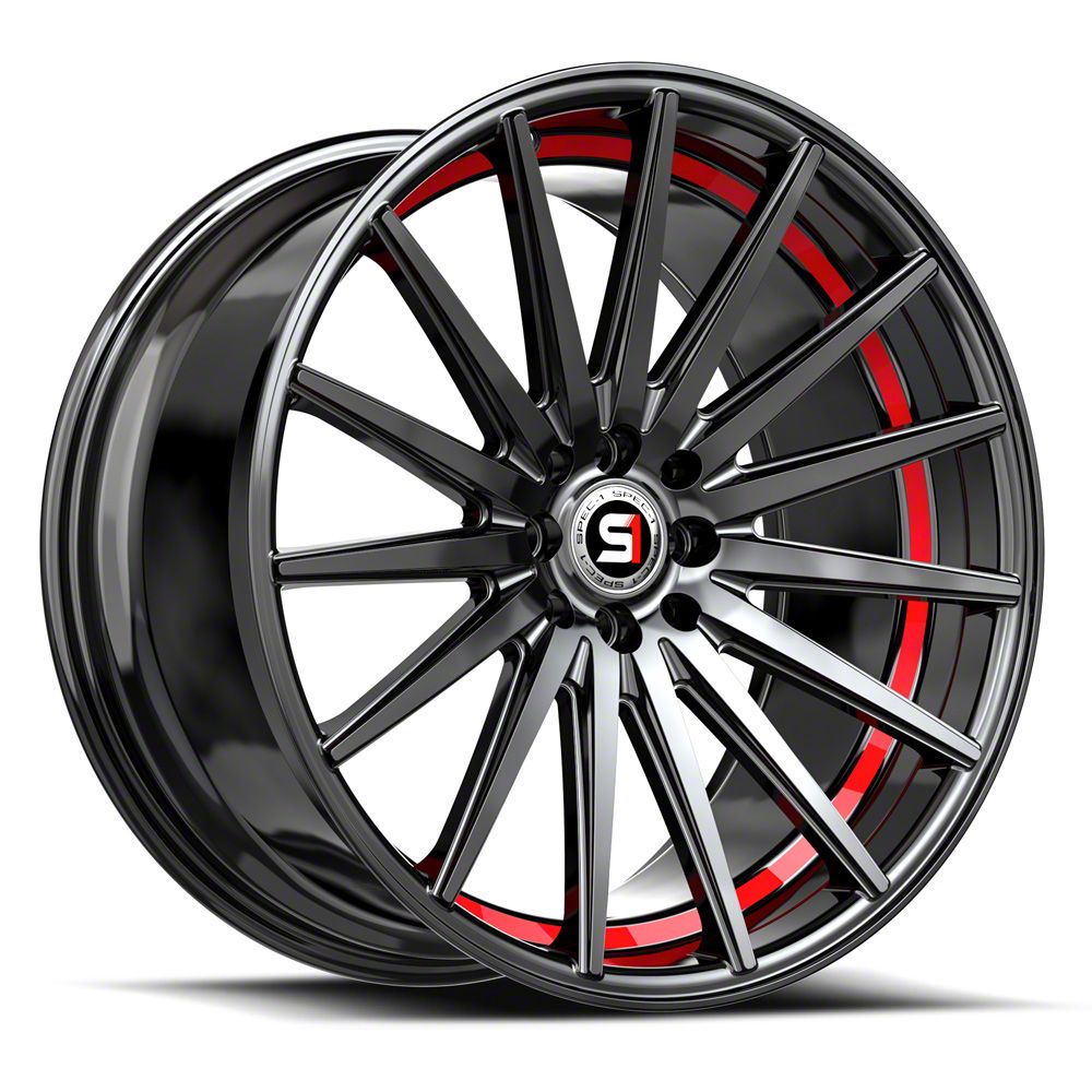 Spec-1 Camaro SP-69 Gloss Black and Red Undercut Wheel; 20x8.5; 38mm ...