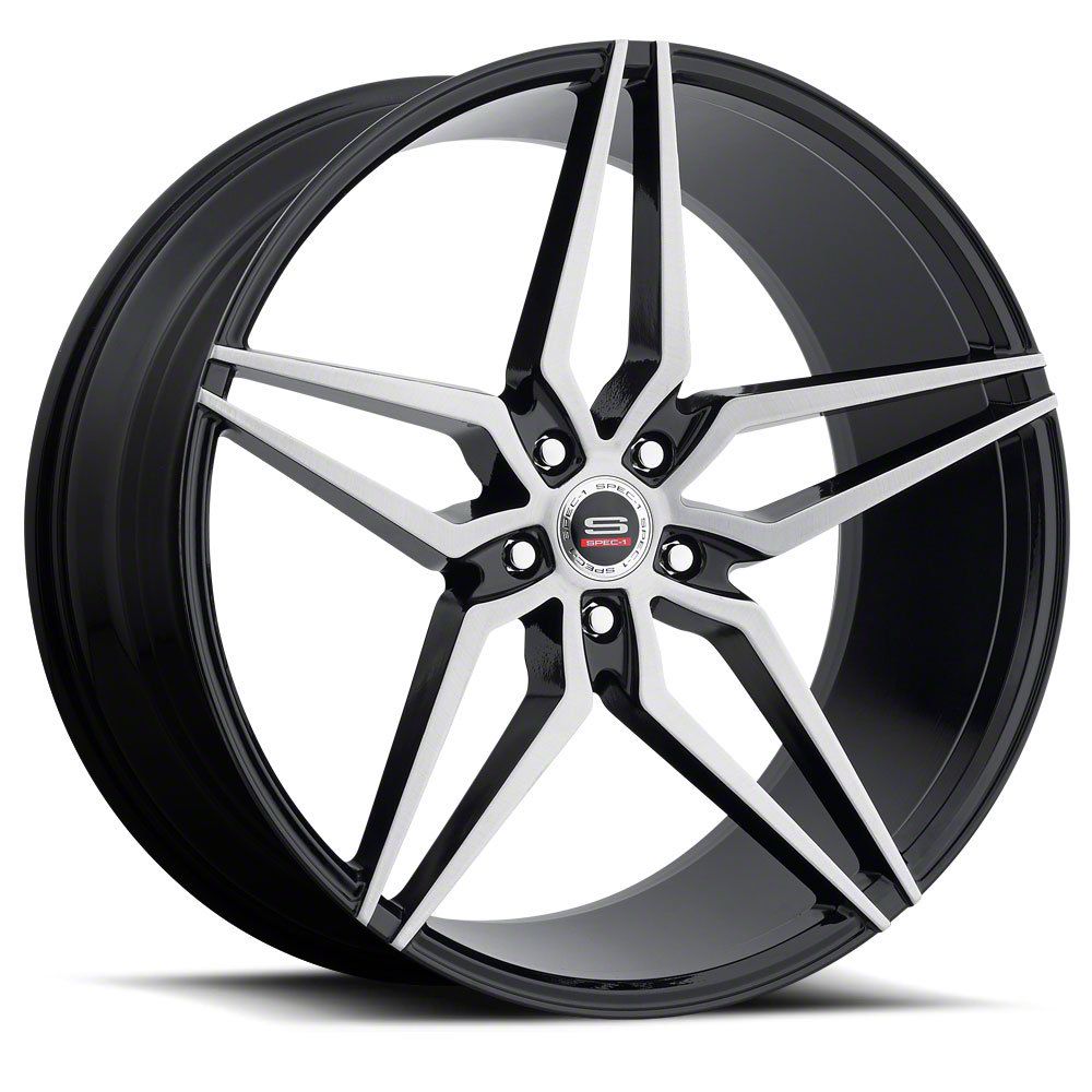 Spec-1 Camaro SPM-81 Gloss Black and Brushed Wheel; 22x9; 15mm Offset ...