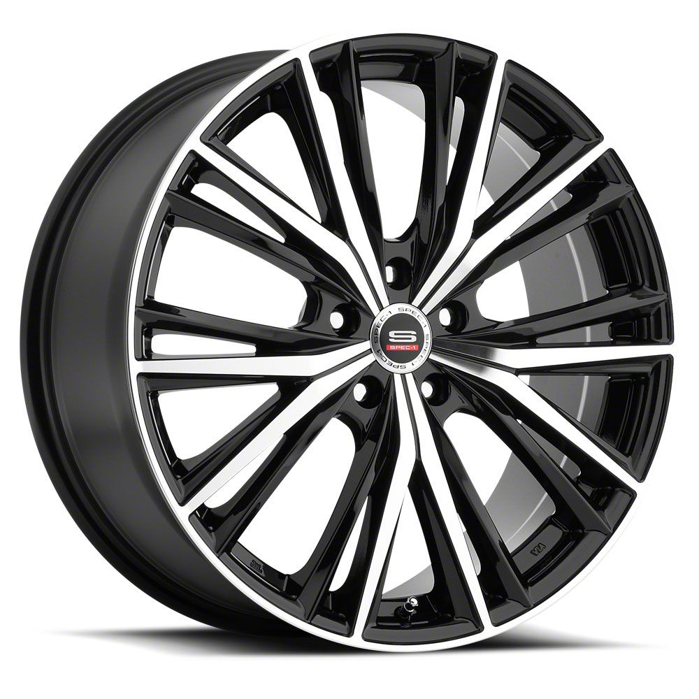 Spec-1 Mustang SP-34 Gloss Black and Machined Wheel; Rear Only; 18x7 ...