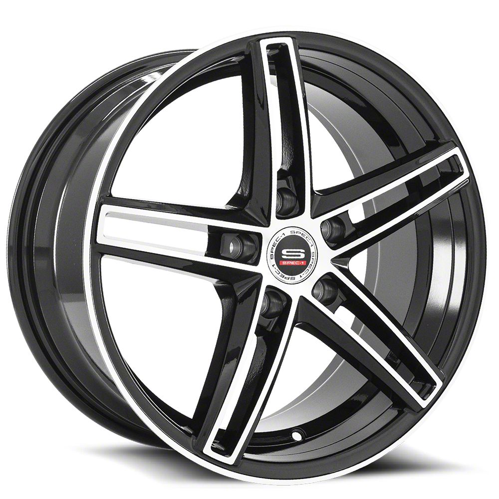 Spec-1 Mustang SP-49 Gloss Black and Machined Wheel; 17x7.5; 35mm ...