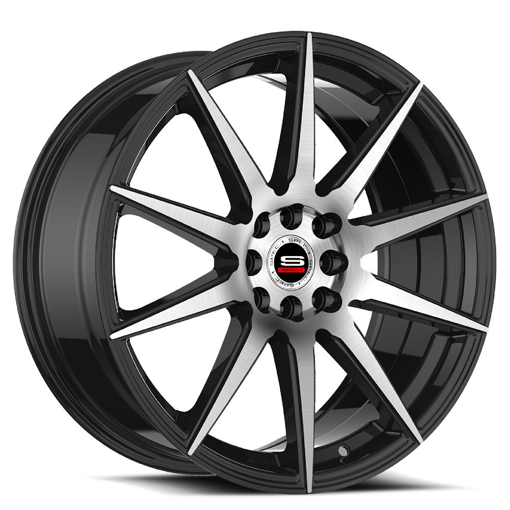 Spec-1 Mustang SP-51 Gloss Black and Machined Wheel; 17x7.5; 42mm ...