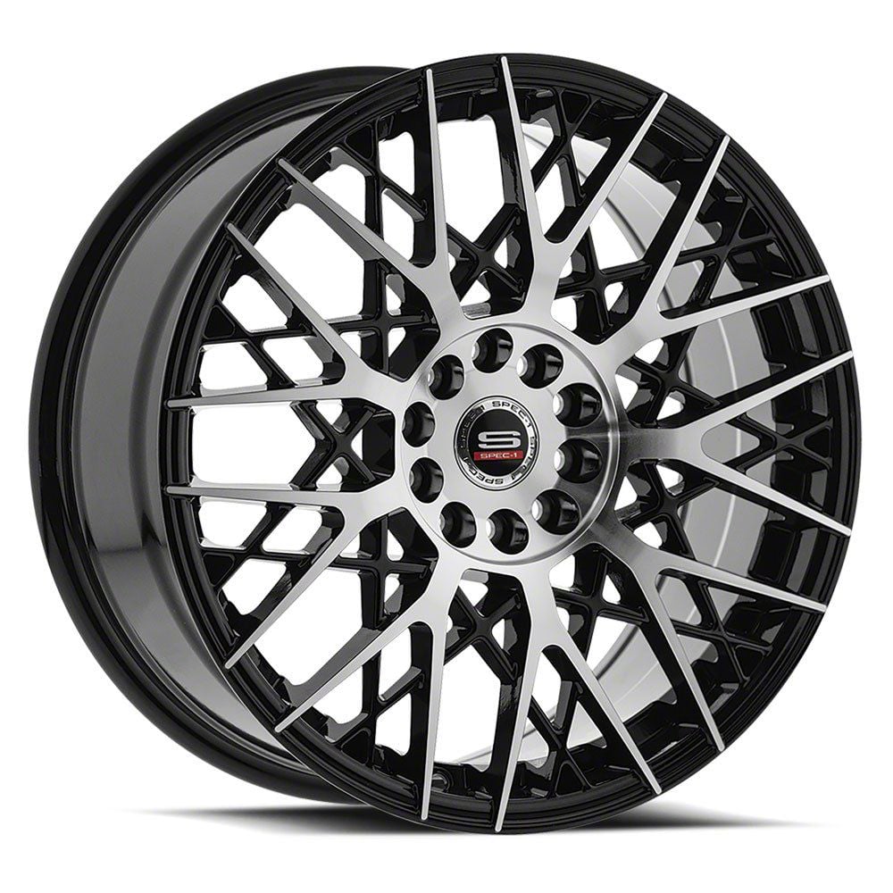 Spec-1 Mustang SP-53 Gloss Black and Machined Wheel; 20x8.5; 38mm ...
