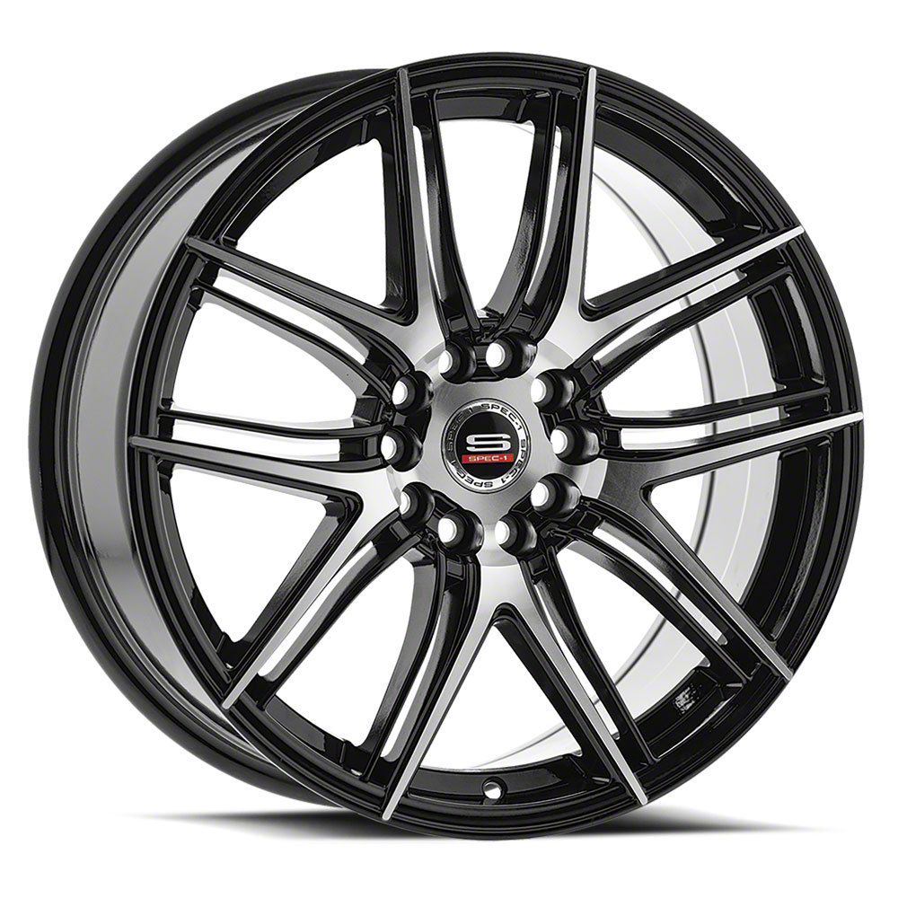 Spec-1 Mustang SP-56 Gloss Black and Machined Wheel; 17x7.5; 42mm ...