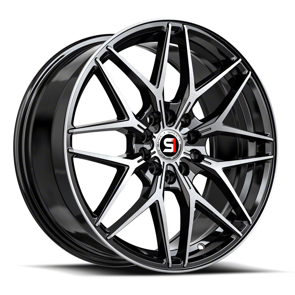 Spec-1 Mustang SP-60 Gloss Black and Machined Wheel; 17x7.5; 42mm ...