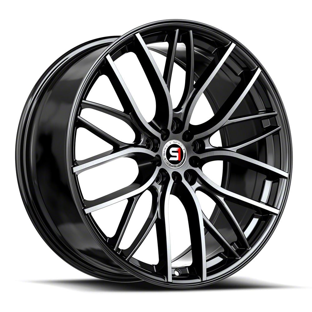 Spec-1 Mustang SP-61 Gloss Black and Machined Wheel; 17x8; 42mm Offset ...
