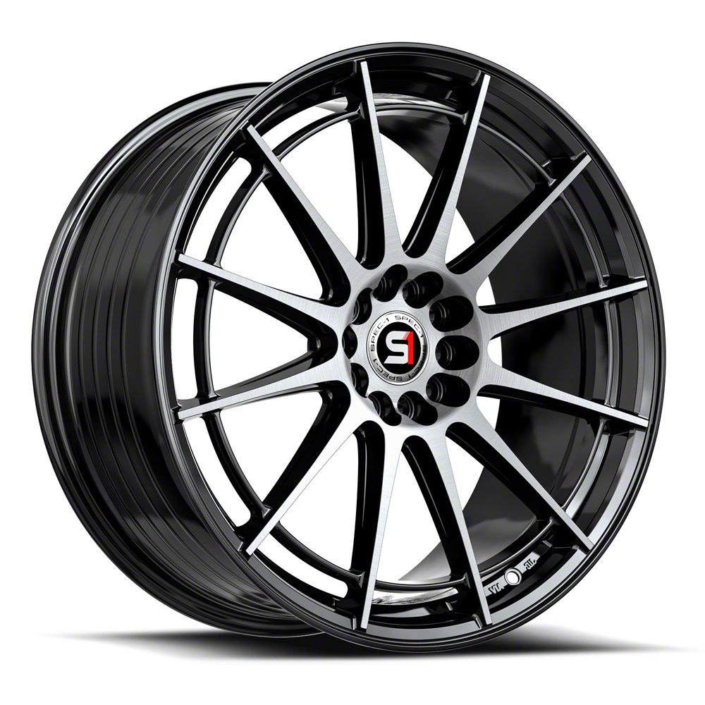 Spec-1 Mustang SP-64 Gloss Black and Machined Wheel; 17x8; 42mm Offset ...