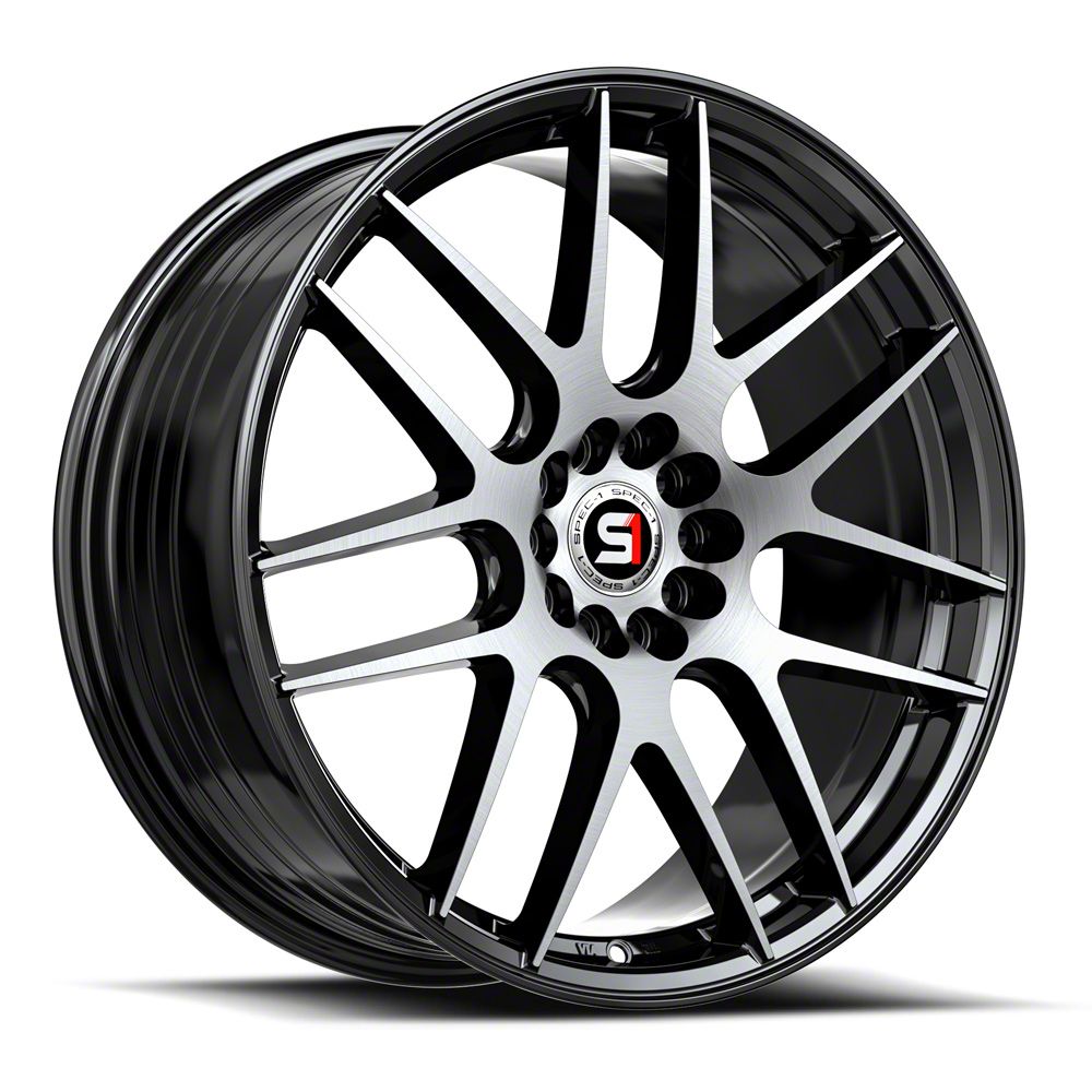Spec-1 Mustang SP-65 Gloss Black and Machined Wheel; 17x8; 42mm Offset ...