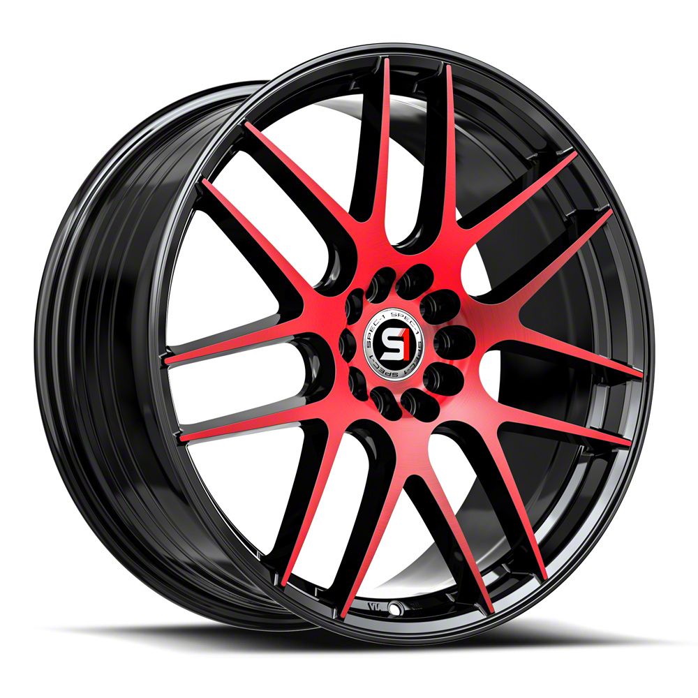 Spec-1 Mustang SP-65 Gloss Black and Red Machined Wheel; 20x8.5; 38mm ...