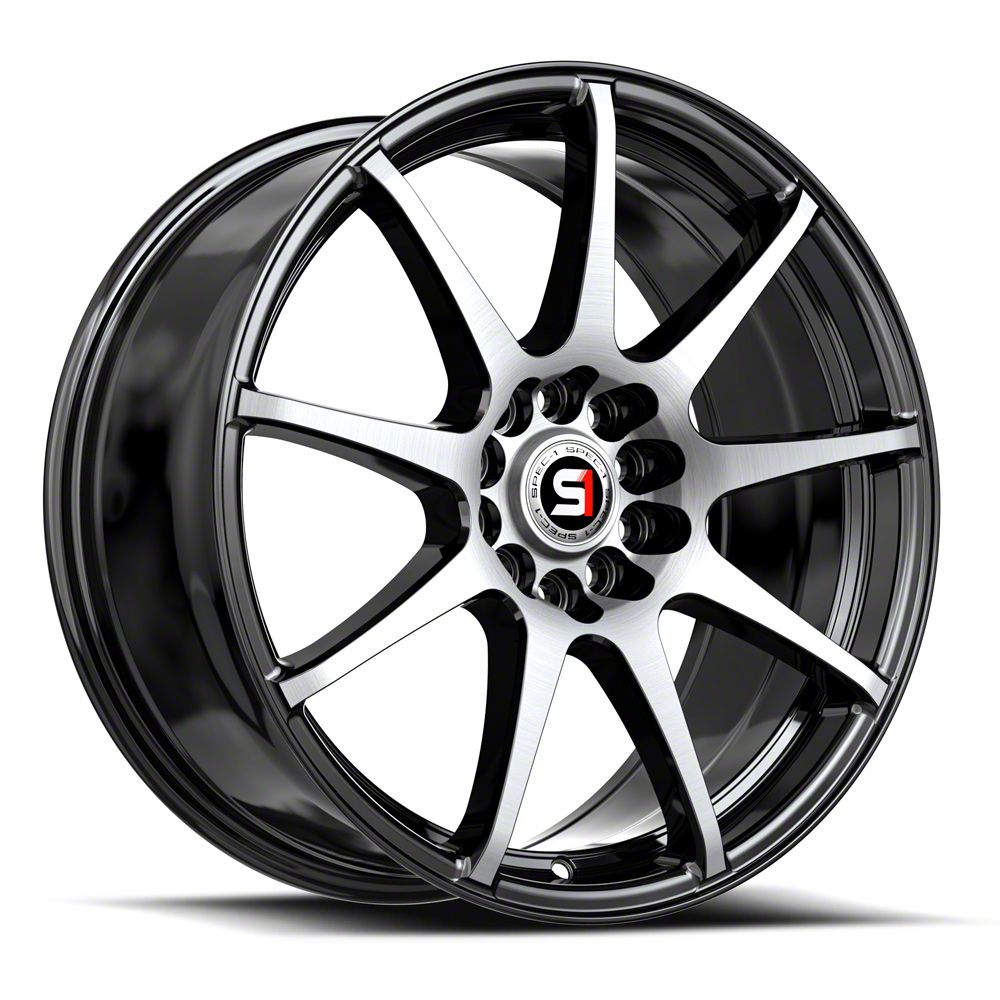 Spec-1 Mustang SP-67 Gloss Black and Machined Wheel; Rear Only; 17x7 ...