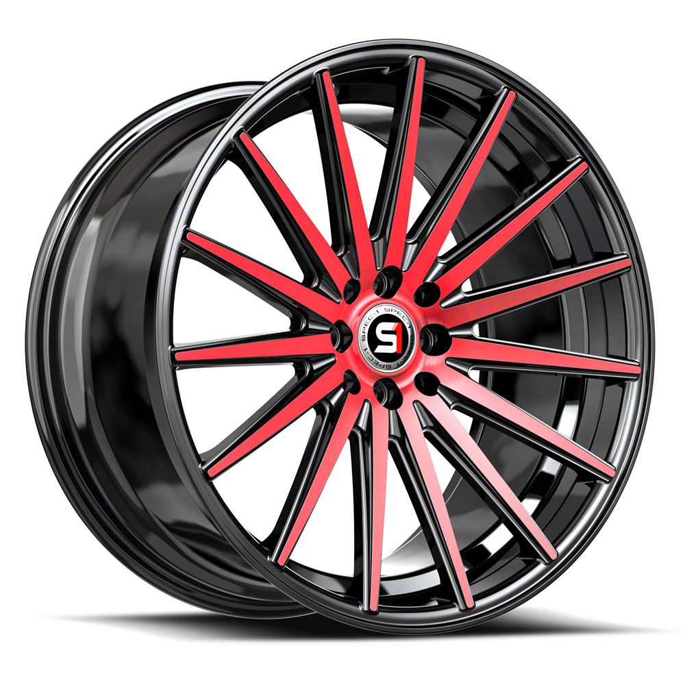 Spec-1 Mustang SP-69 Gloss Black and Red Machined Wheel; 20x8.5; 38mm ...