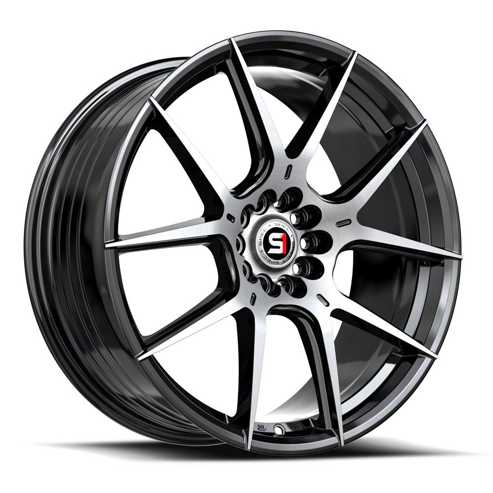Spec-1 Mustang SP-71 Gloss Black and Machined Wheel; 17x8; 42mm Offset ...