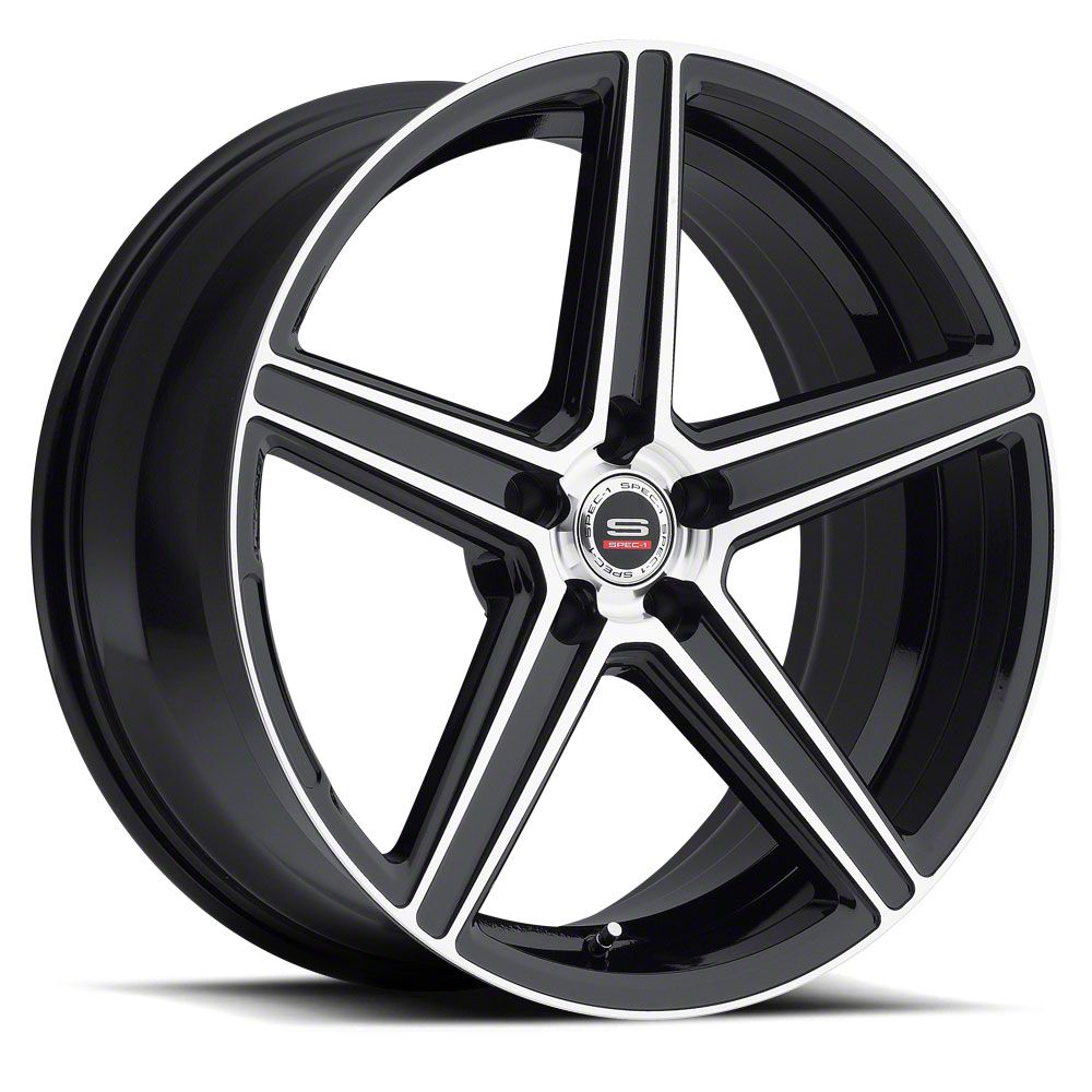 Spec-1 Mustang SP-8 Gloss Black and Machined Wheel; Rear Only; 22x10.5 ...