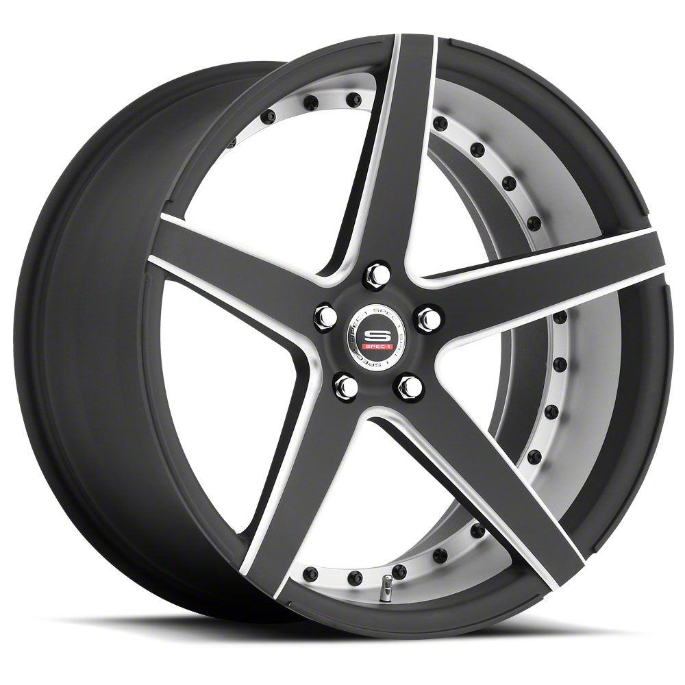 Spec-1 Mustang SPM-76 Matte Black and Machined Wheel; 20x9; 35mm Offset ...