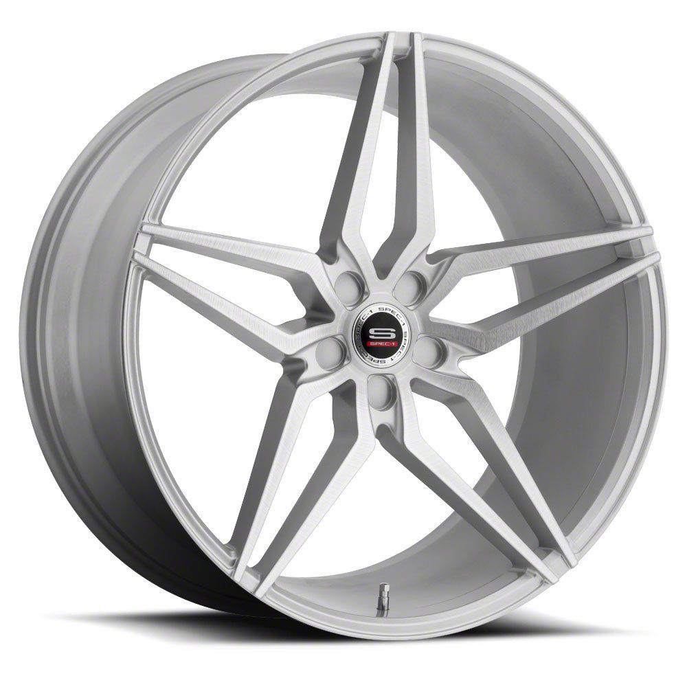 Spec-1 Mustang SPM-81 Silver and Brushed Wheel; Rear Only; 22x9; 38mm ...