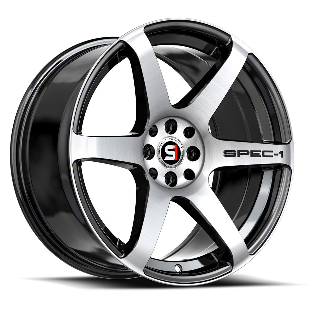 Spec-1 Mustang SPT-32 Gloss Black and Machined Wheel; 17x8; 42mm Offset ...