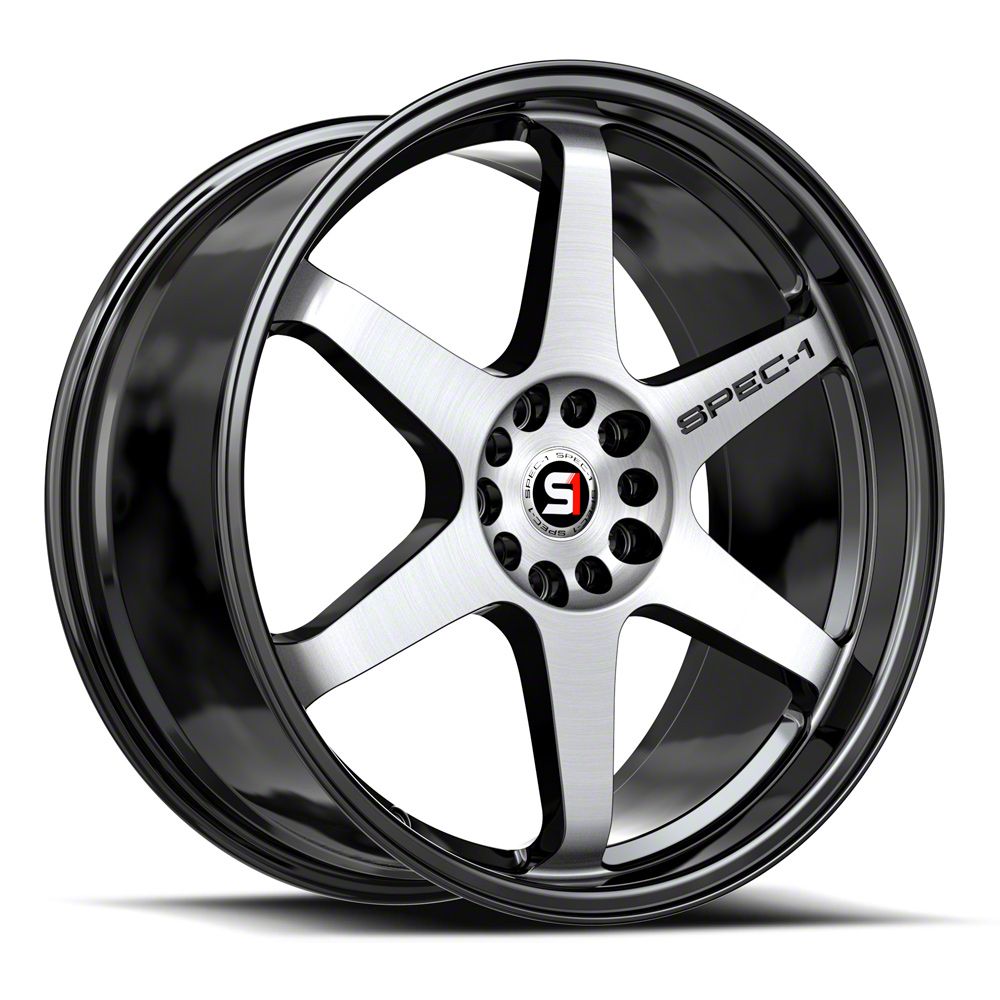 Spec-1 Mustang SPT-33 Gloss Black and Machined Wheel; 17x8; 38mm Offset ...