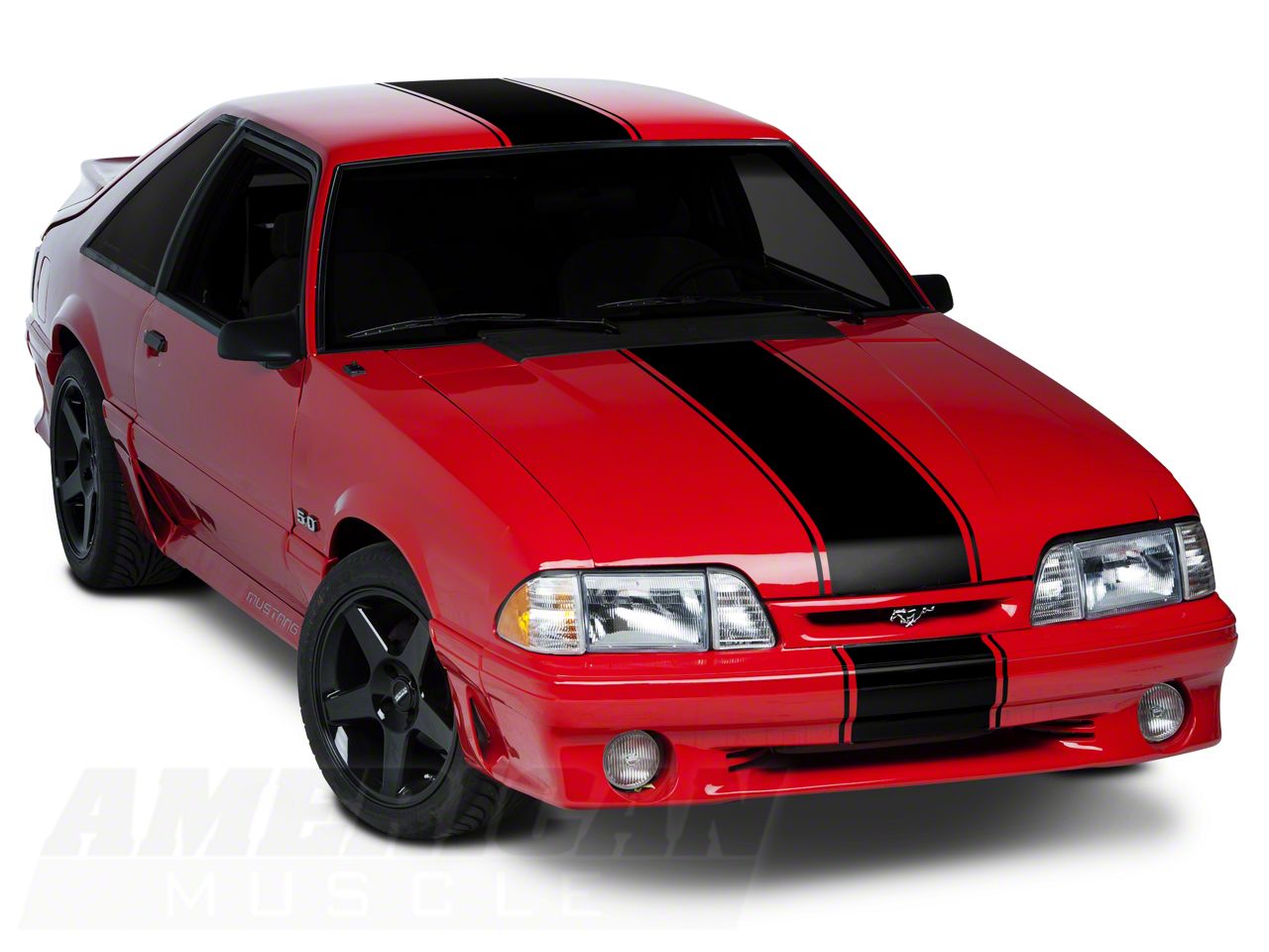 SpeedForm Mustang Super Snake Style Stripes; Gloss Black 434442 (79-93 ...