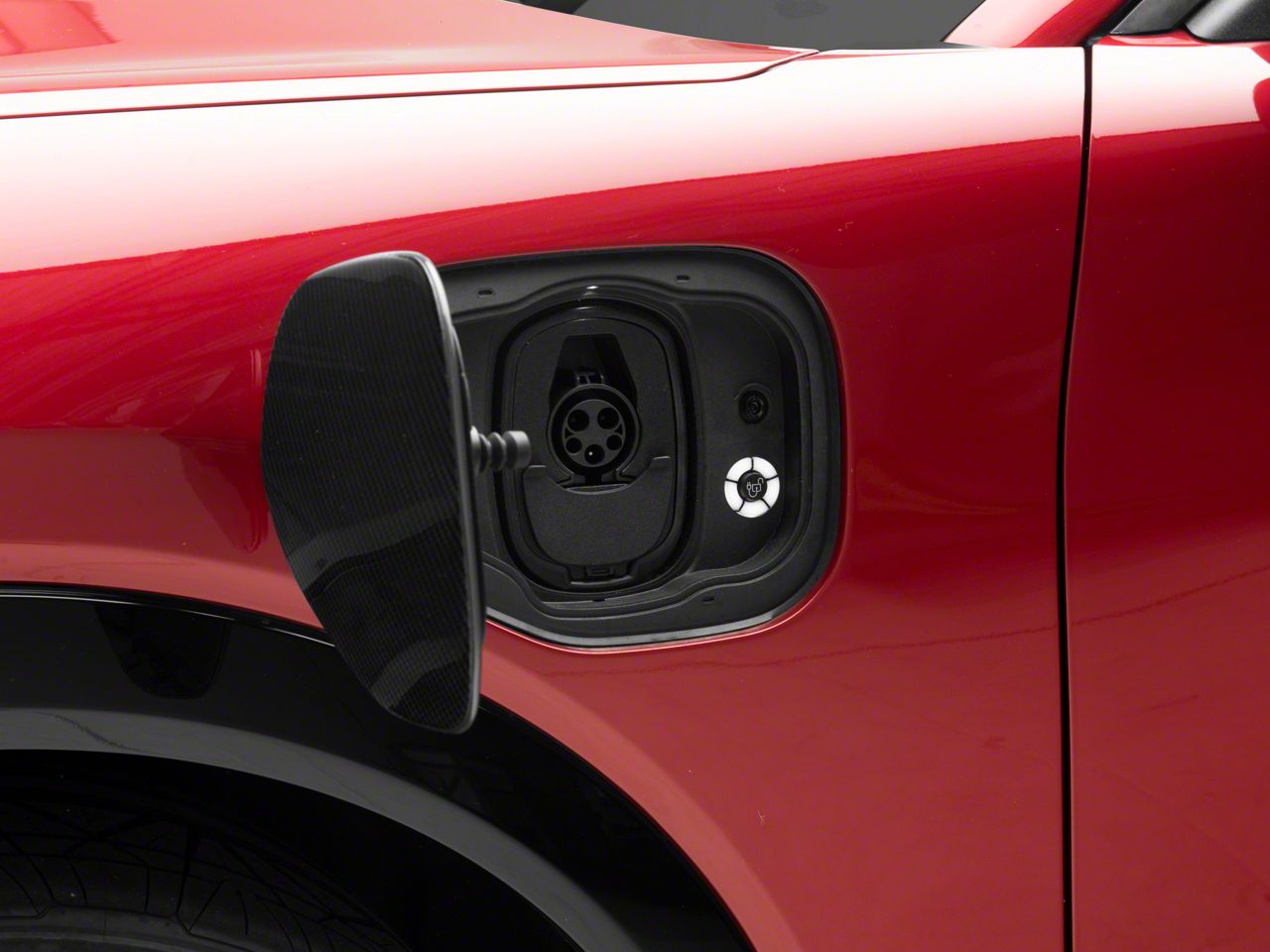 SpeedForm Mach-E Charging Port Trim; Black Carbon Fiber ME5366 (21-25 ...