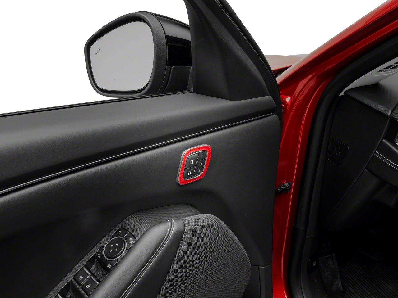 SpeedForm Mach-E Door Lock Trim; Red Carbon Fiber ME5369 (21-25 Mustang ...