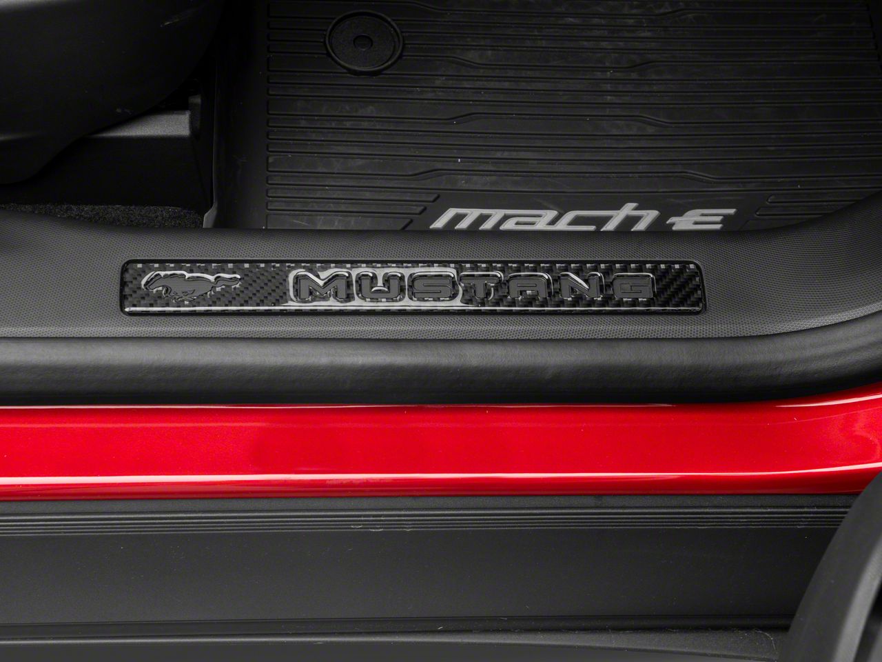 SpeedForm Mach-E Door Sill Trim Cover; Black Carbon Fiber ME5370 (21-25 ...